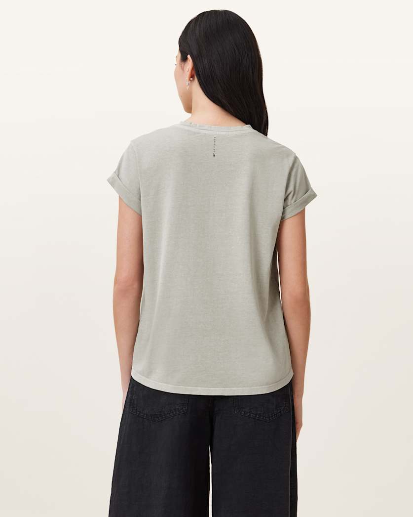 Anna Crew Neck Short Sleeve T-Shirt ABBEY STONE GREEN | ALLSAINTS US